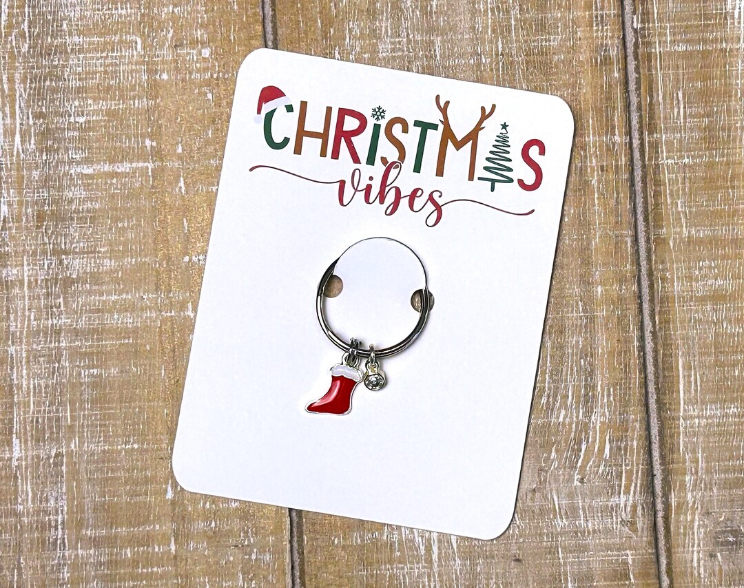 Christmas Stocking Keychain Gift With Card Keychain Holiday Christmas ...