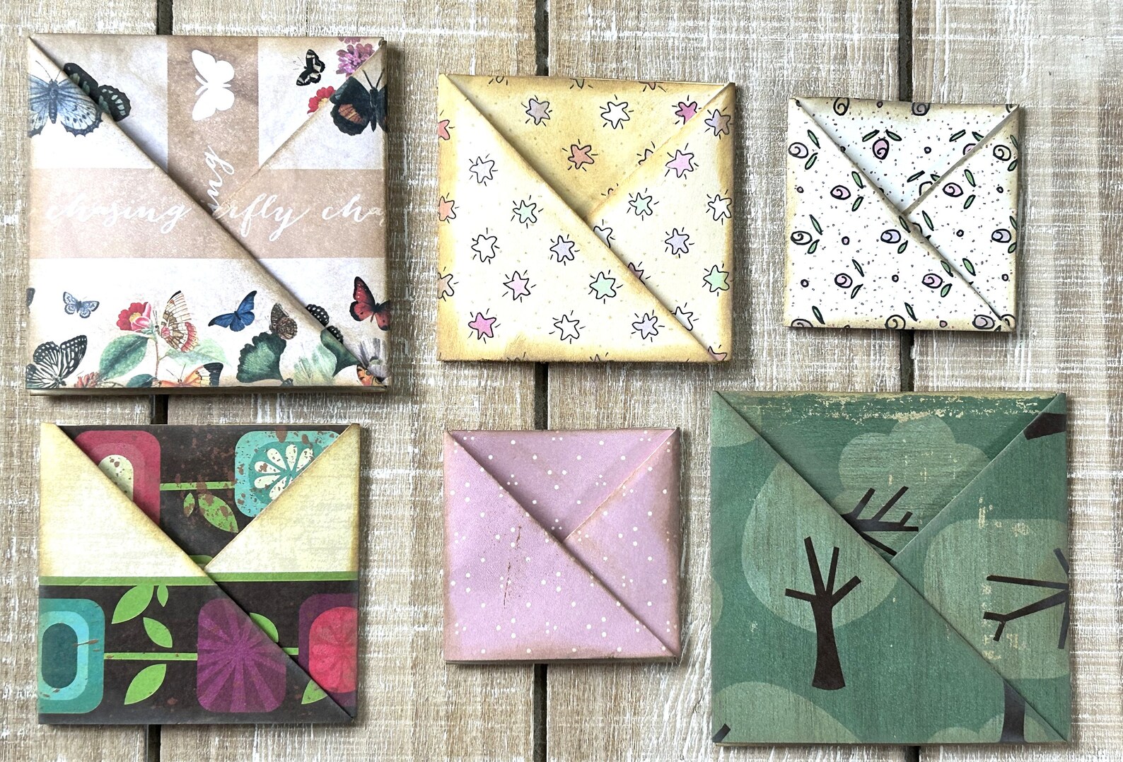 6 Junk Journal Folded Origami Pocket Paper Folded Pocket 3 Different ...