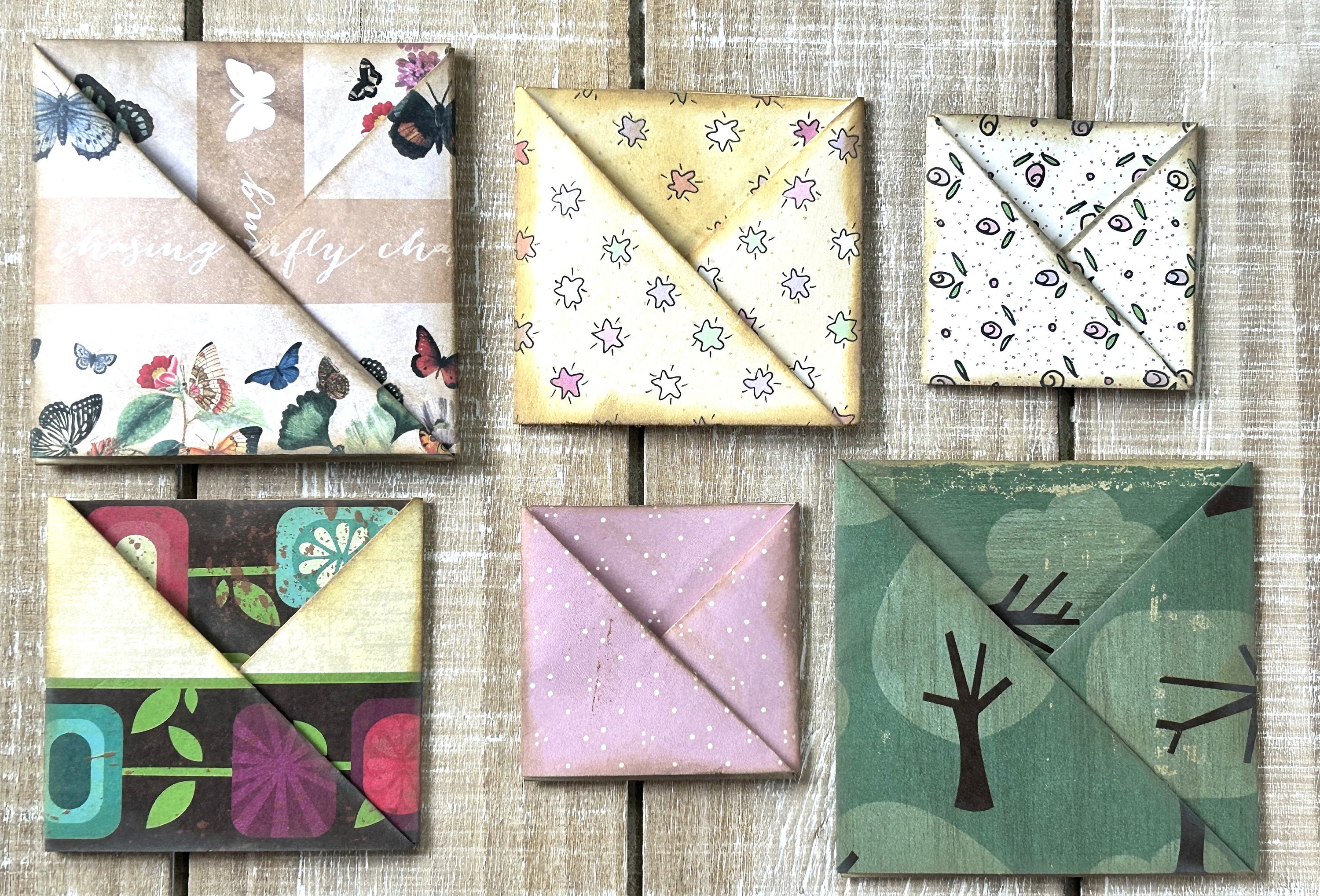 6 Junk Journal Folded Origami Pocket Paper Folded Pocket 3 Different ...