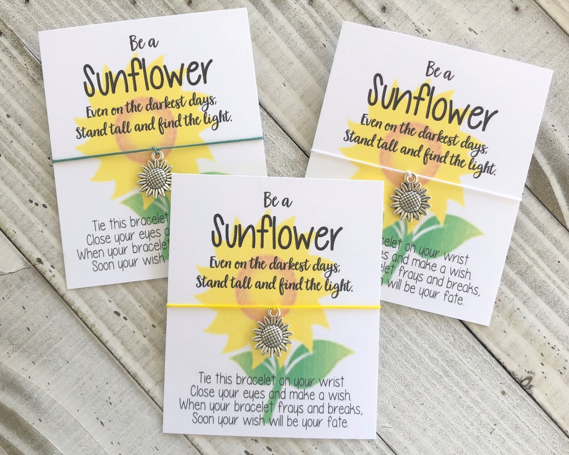 Sunflower Wish Bracelet Inspirational Cord Wish Bracelet - Etsy