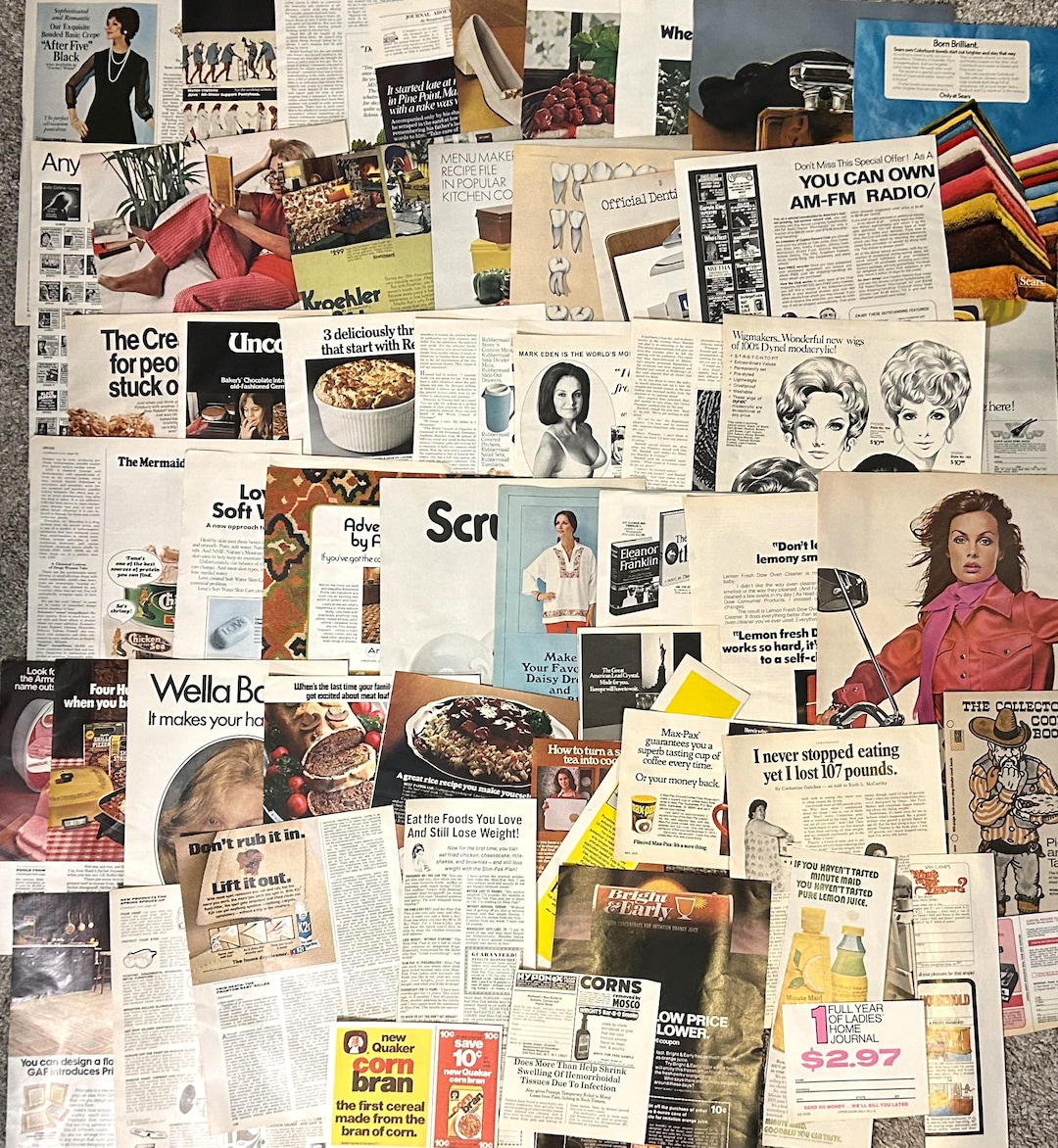 Vintage Magazine 1970's Advertisements Ephemera Lot of Junk Journal ...