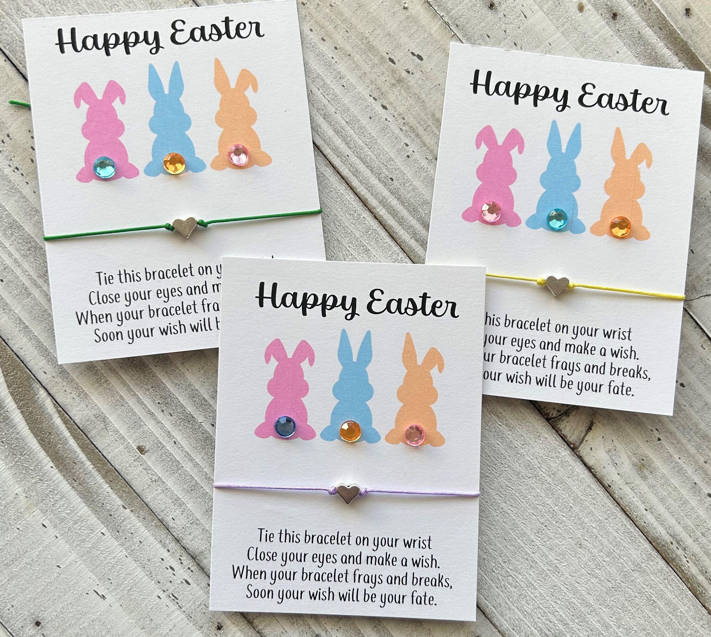 Easter Wish Bracelet Happy Easter Bunny Gift Wish Bracelet With a Heart ...