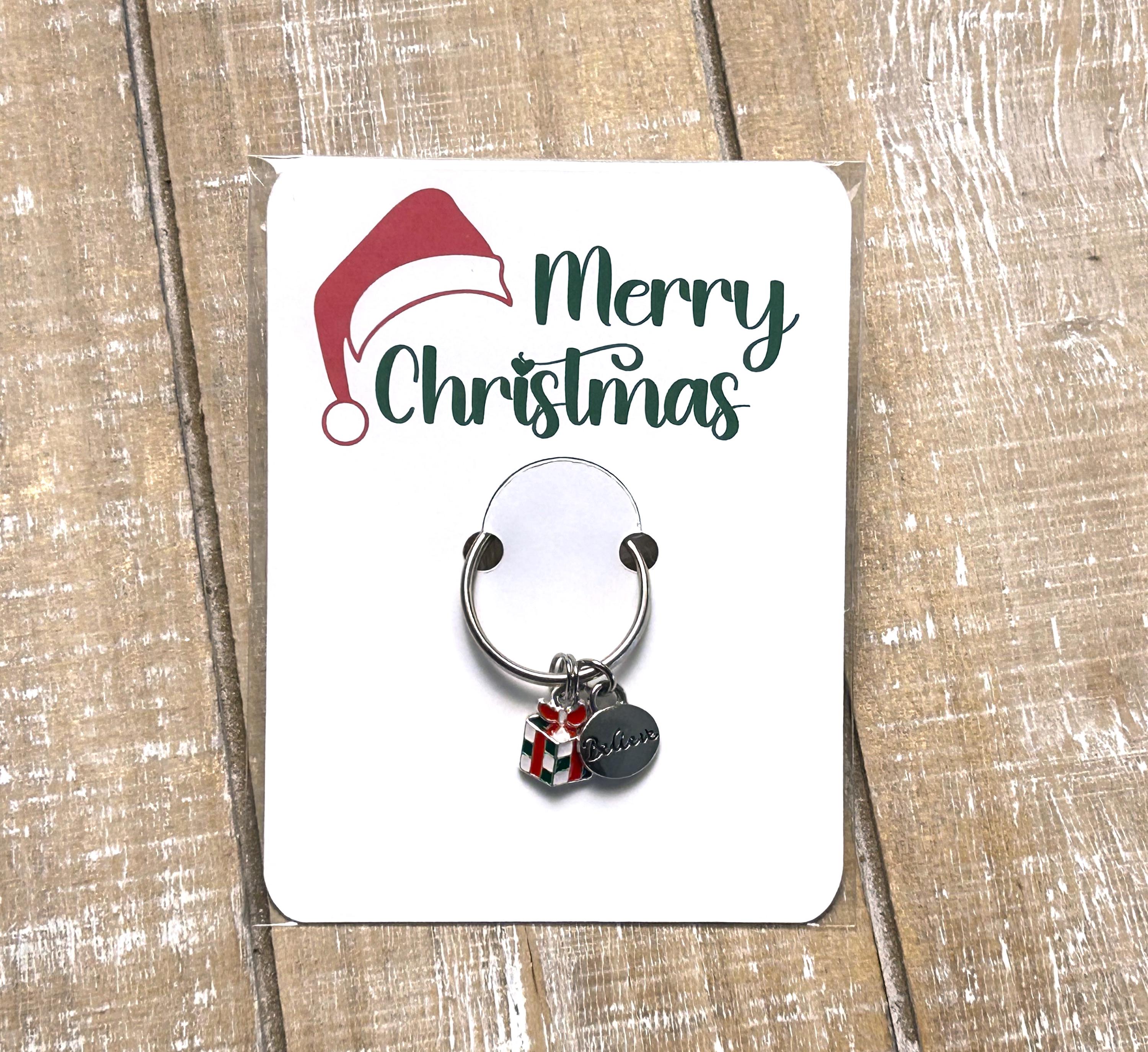 Merry Christmas Keychain Gift With Card Keychain Holiday Christmas Card ...