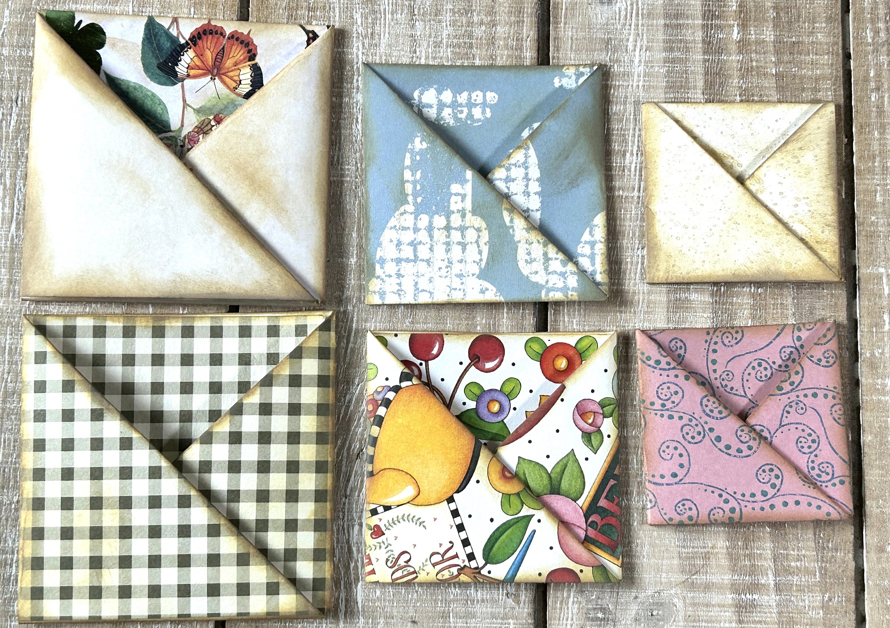 6 Junk Journal Folded Origami Pocket Paper Folded Pocket 3 Different ...