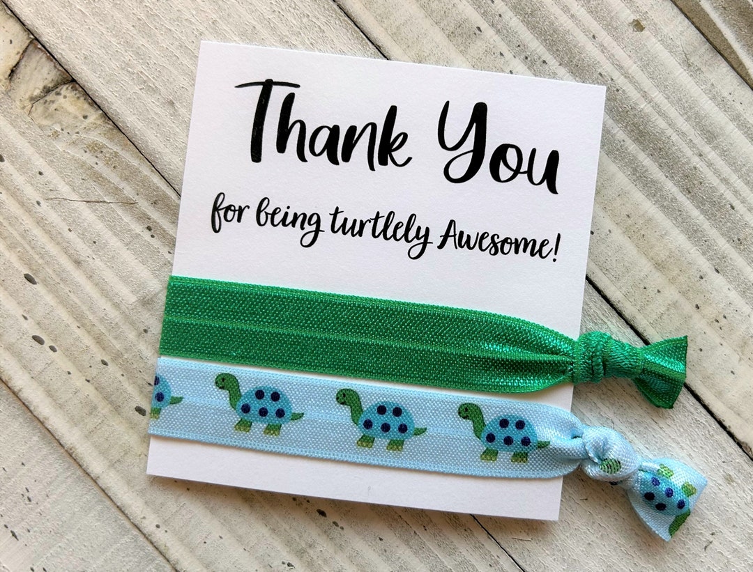 Thank You Hair Ties Party Favor Thank You Turtles Card for Being ...