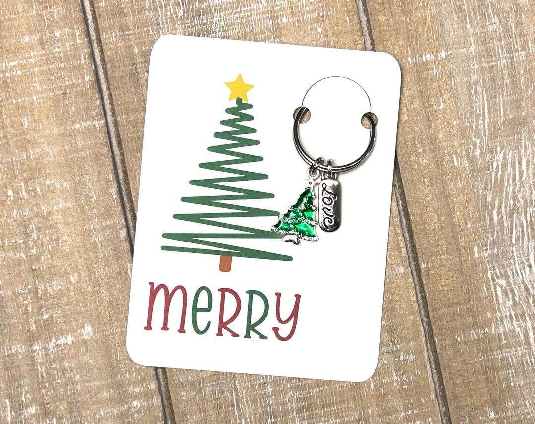 Merry Christmas Keychain Gift With Card Keychain Holiday Christmas Card ...