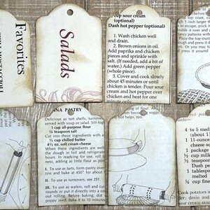 Cookbook Page Tags Upcycled Cooking Book Recipes Kitchen Pocket Tags 8 ...