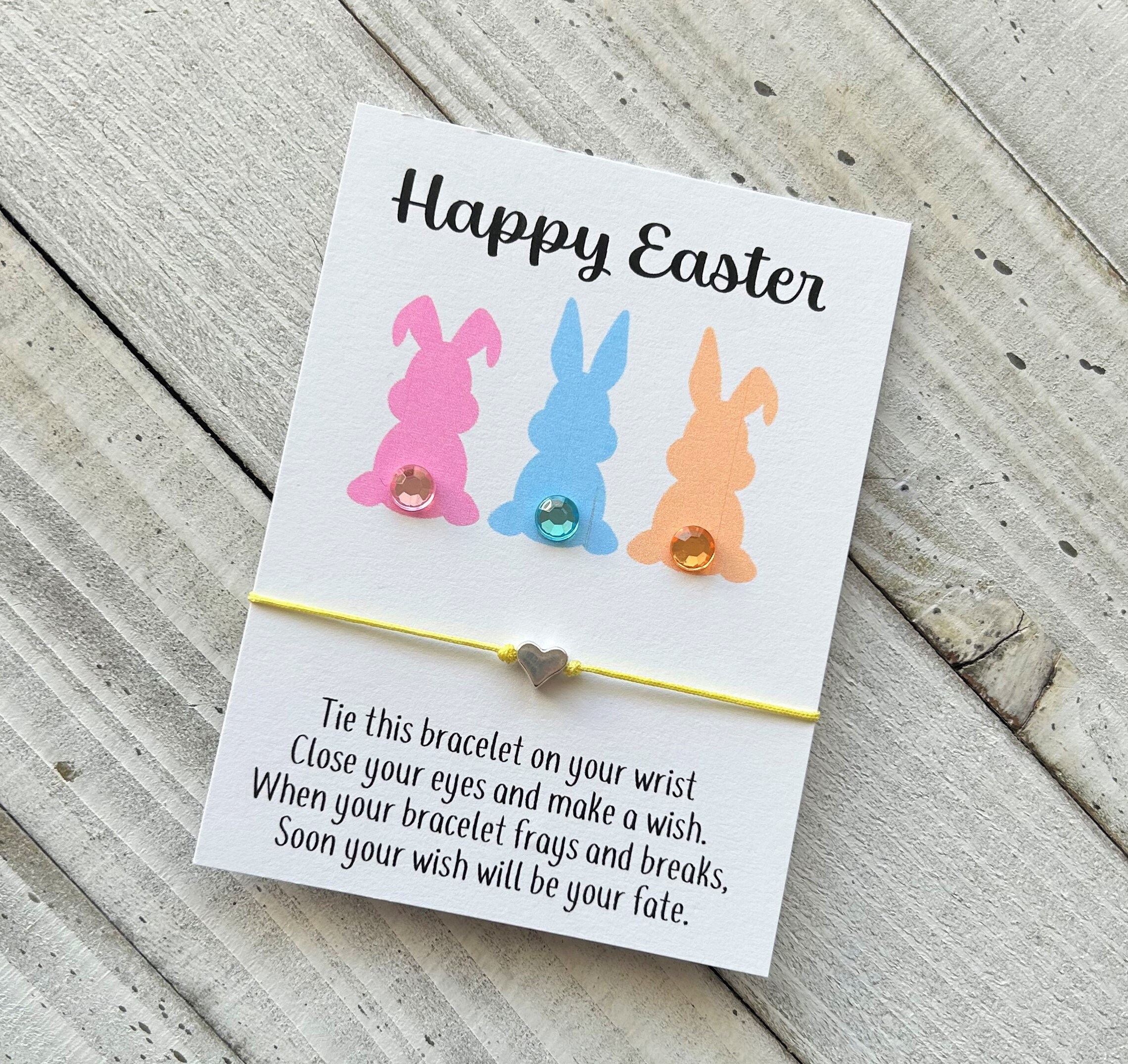 Easter Wish Bracelet Happy Easter Bunny Gift Wish Bracelet With a Heart ...