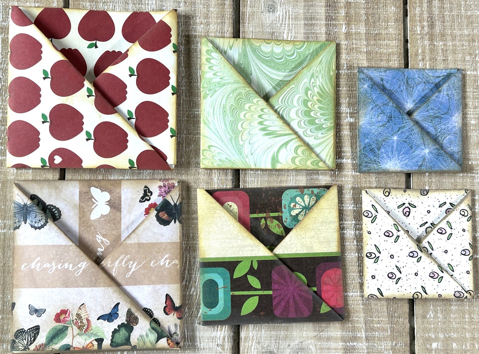 6 Junk Journal Folded Origami Pocket Paper Folded Pocket 3 Different ...