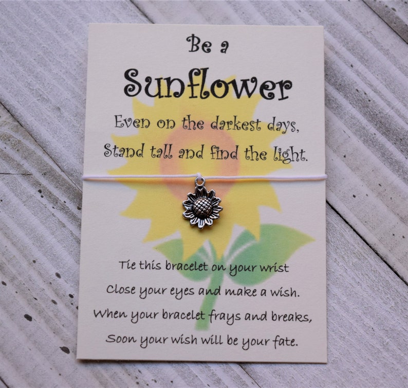 Sunflower Wish Bracelet inspirational cord wish bracelet | Etsy