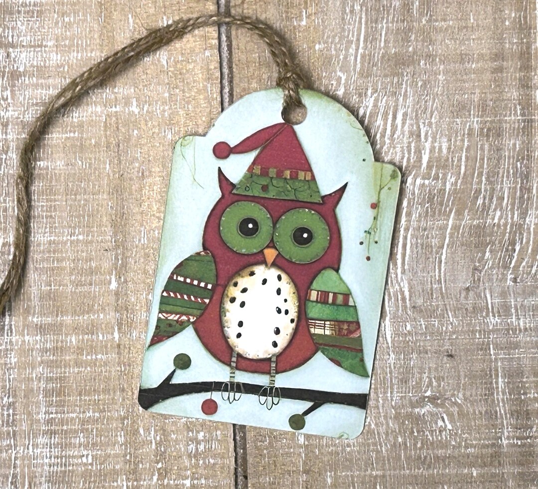 Christmas Owl Gift Tags Junk Journal Gift Tags Whimsical Christmas Owl ...