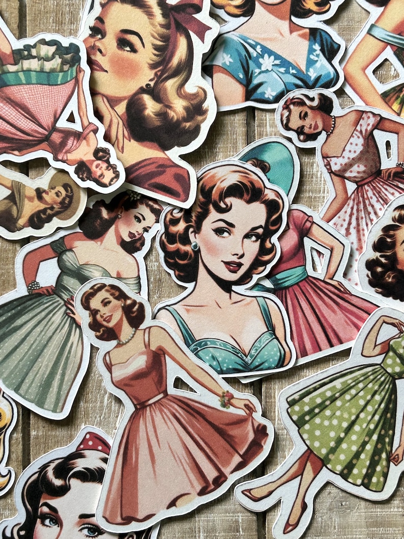 Retro Ladies Junk Journal Fussy Cuts Journal Card Making Die Cuts ...