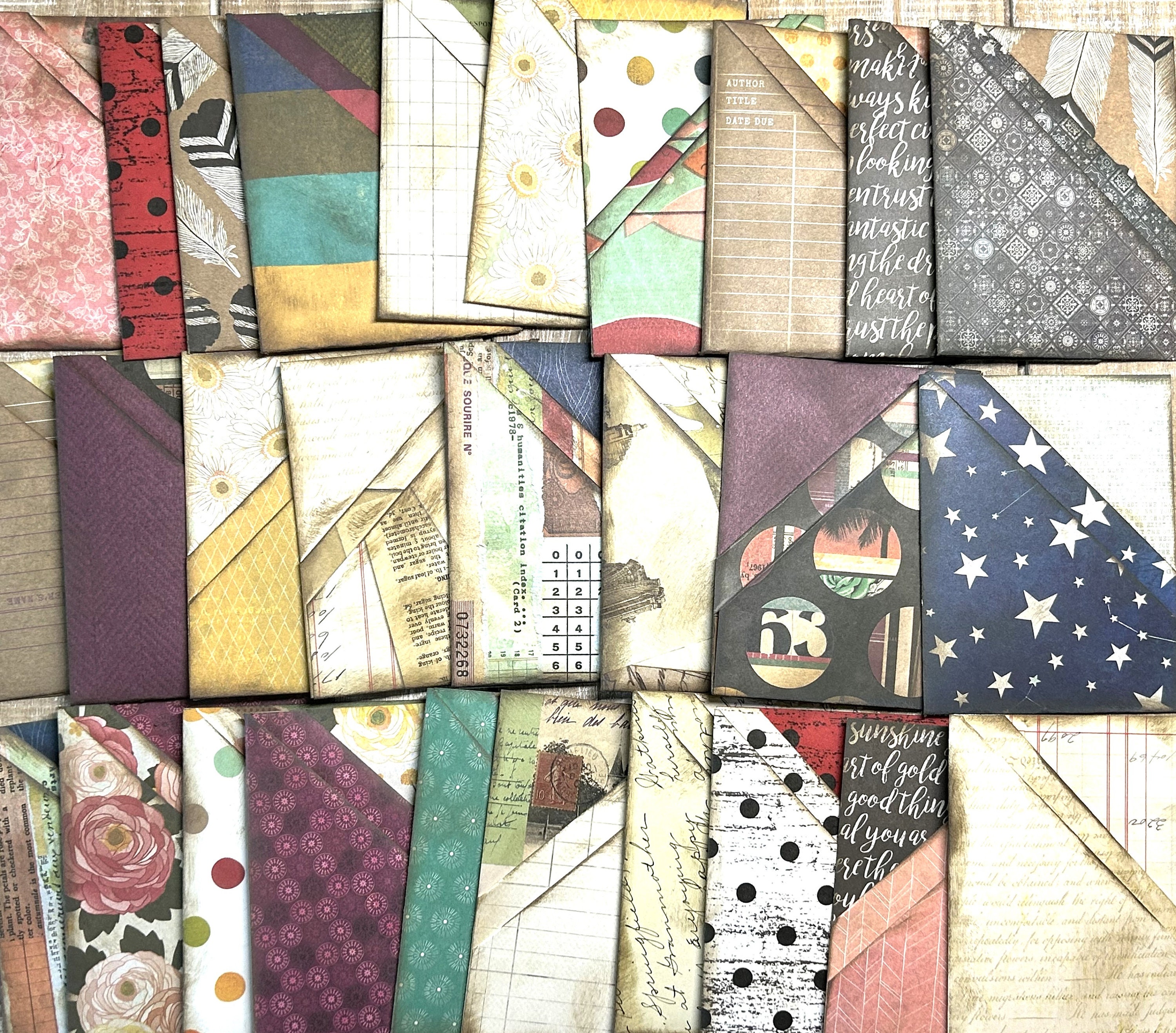Junk Journal Folded Origami Pocket Paper Folded Pocket Gift Card Tag ...