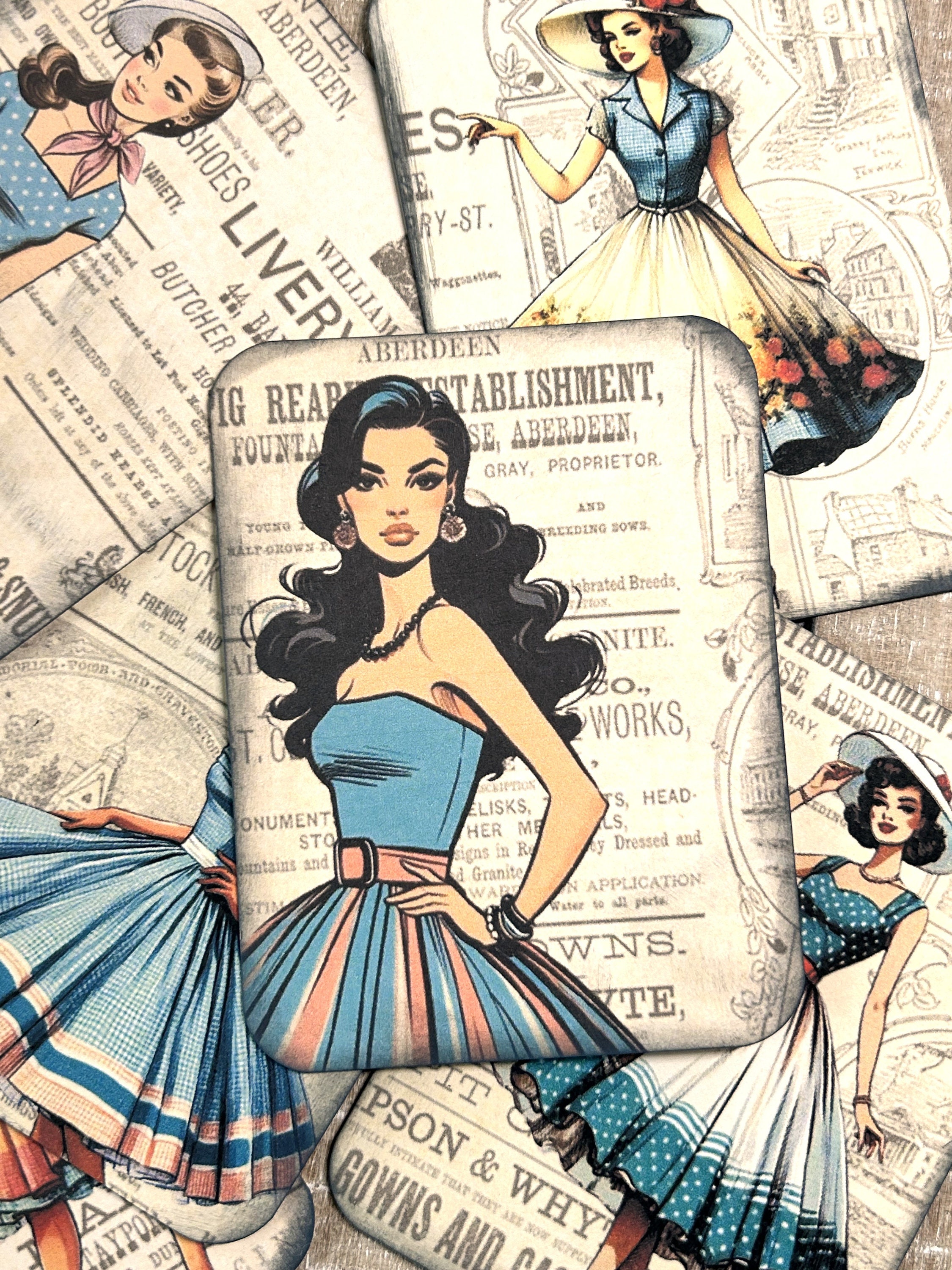 Junk Journal Retro Woman Cards Paper Ephemera Card Journal 3 X 4 ...