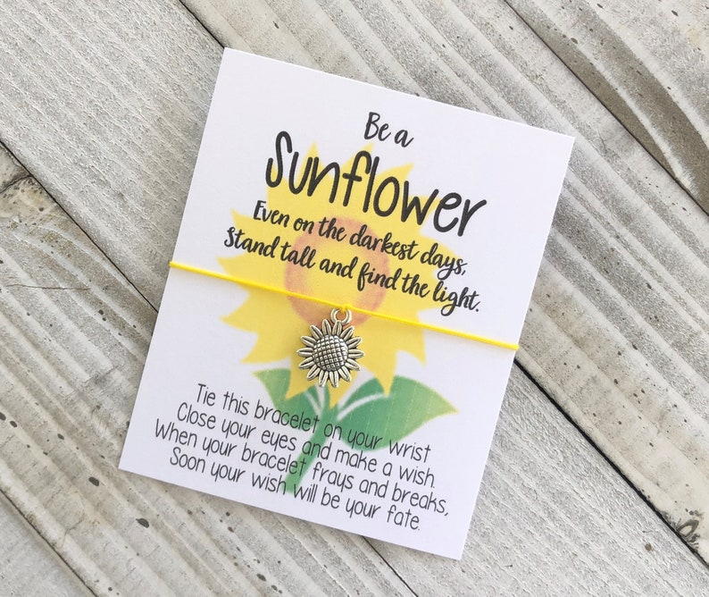Sunflower Wish Bracelet Inspirational Cord Wish Bracelet - Etsy