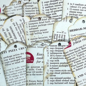 Cookbook Page Tags Upcycled Cooking Book Recipes Kitchen Pocket Tags 8 ...