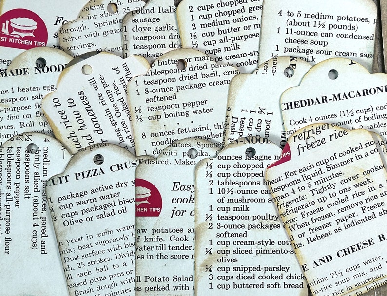 Cookbook Page Tags Upcycled Cooking Book Recipes Kitchen Pocket Tags 8 ...