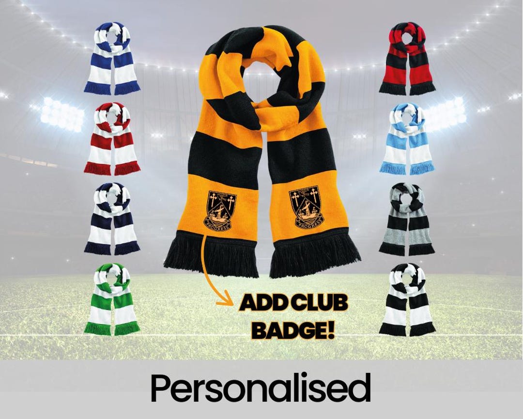 Custom Football Scarves for Any Team - Add Badge - Personalized - Sport ...