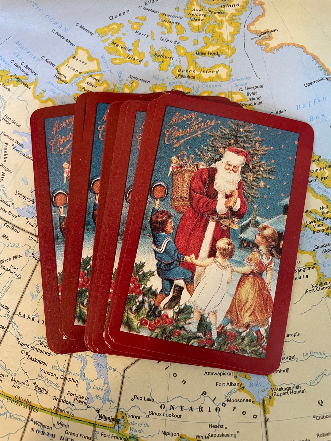 Vintage Santa Playing Cards- Set of 10 - Etsy