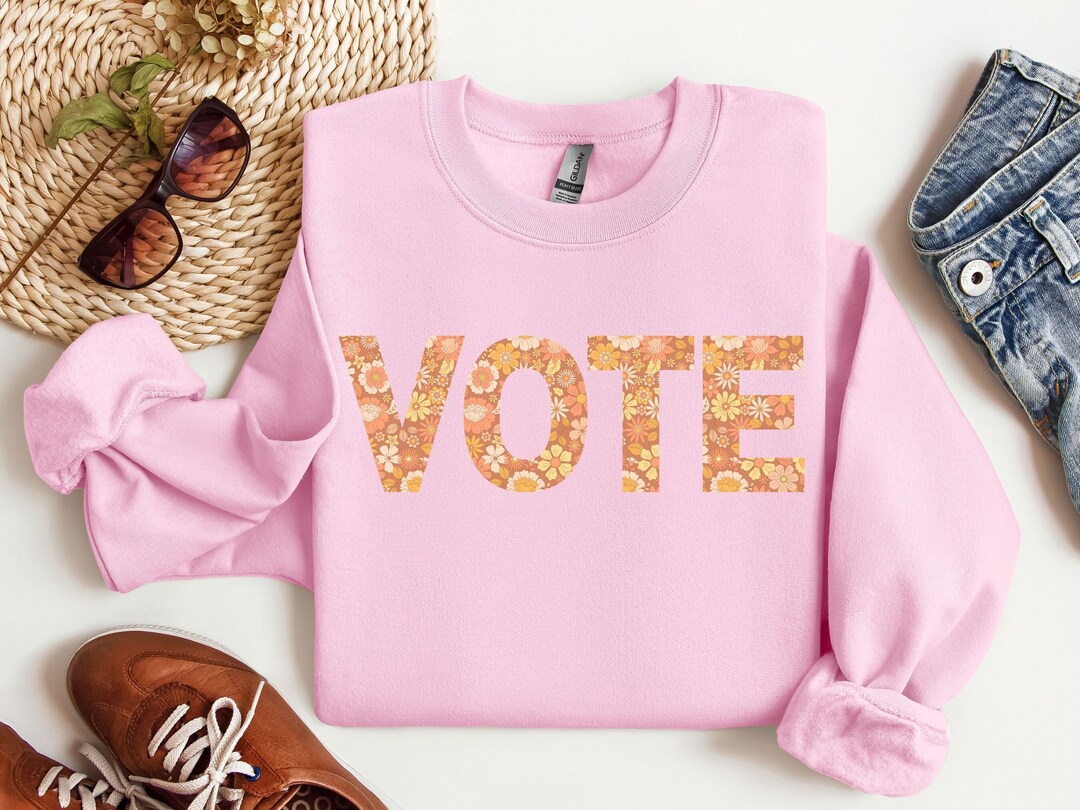 Retro Floral Vote Sweatshirt America Patriotic Freedom Crewneck ...