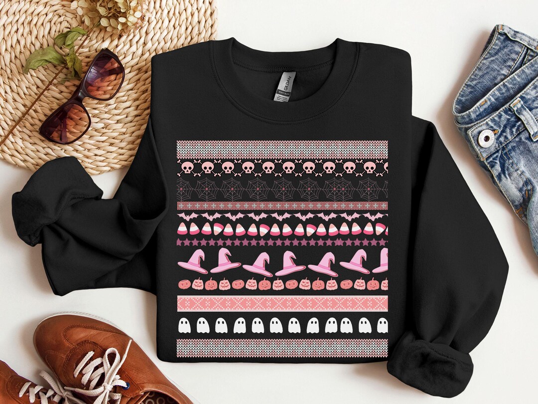 Pink Ghost Halloween Sweater, Spooky Season Women's Sweatshirt - Etsy