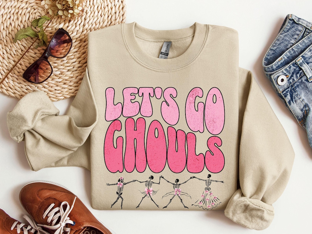 Lets Go Ghouls Halloween Sweatshirt Ghoul Shirt for Her Coquette Pink ...