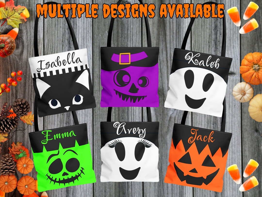 Personalized Halloween Tote Bag: Kids Trick or Treat Candy Bag - Etsy