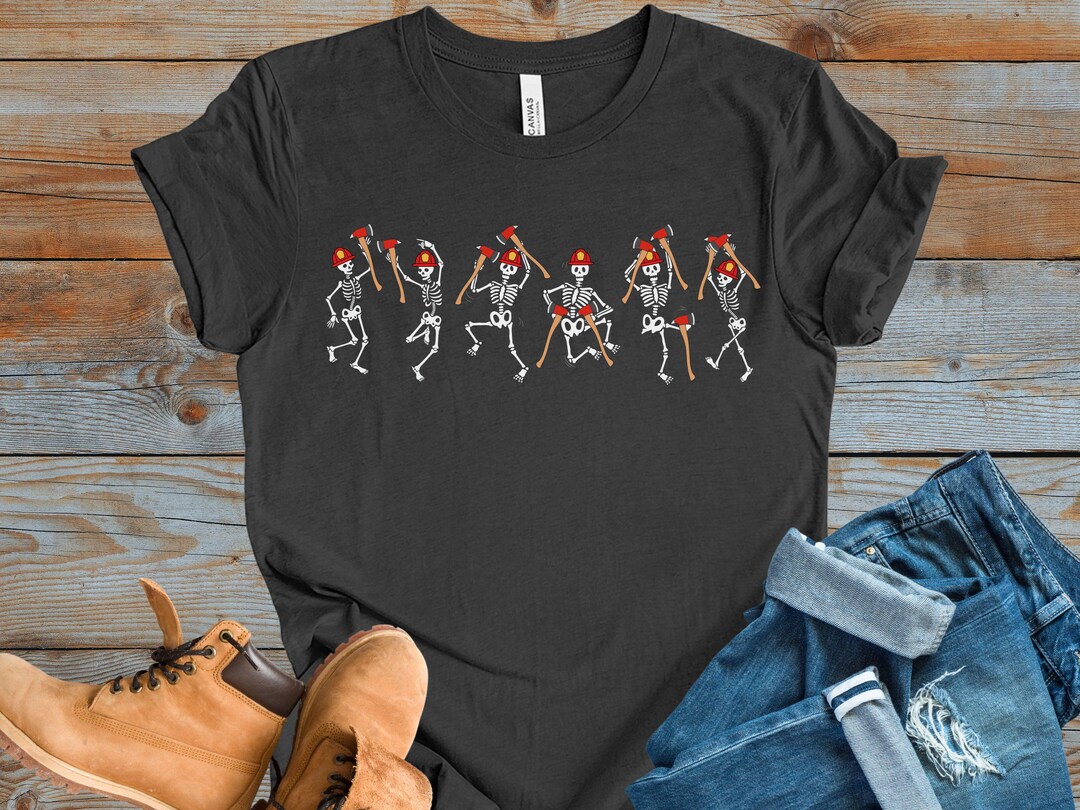 Funny Firefighter Skeleton Axe Dance Shirt: Fire Academy Graduation ...
