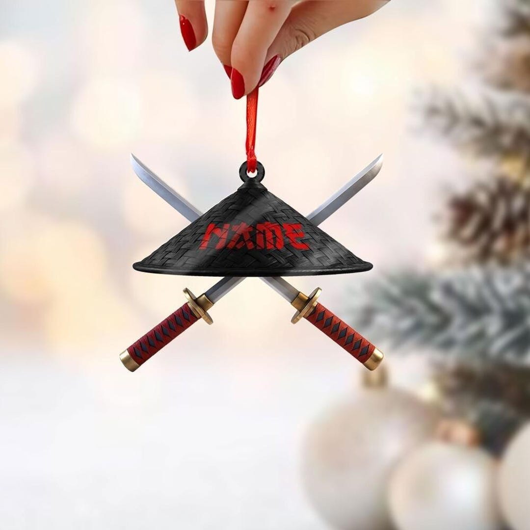 Personalized Samurai 2D Flat Ornament, Custom Name Christmas Decoration ...