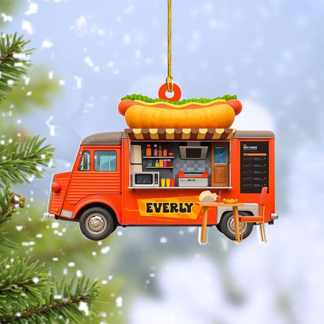Personalized Food Truck 2D Flat Ornament, Personalized Unique Xmas ...