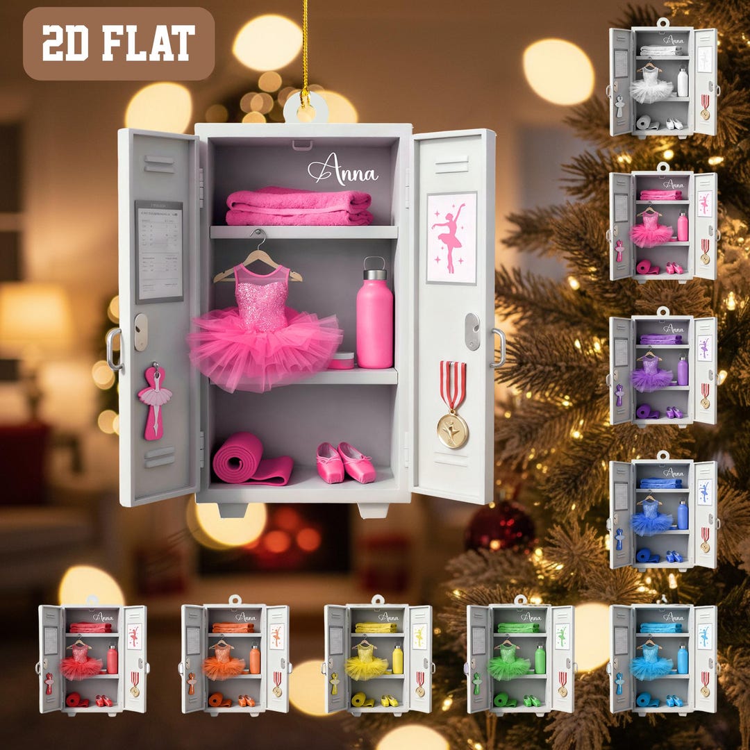 Personalized Ballerina Girl Locker FLAT Ornament, Ballet Dancer ...