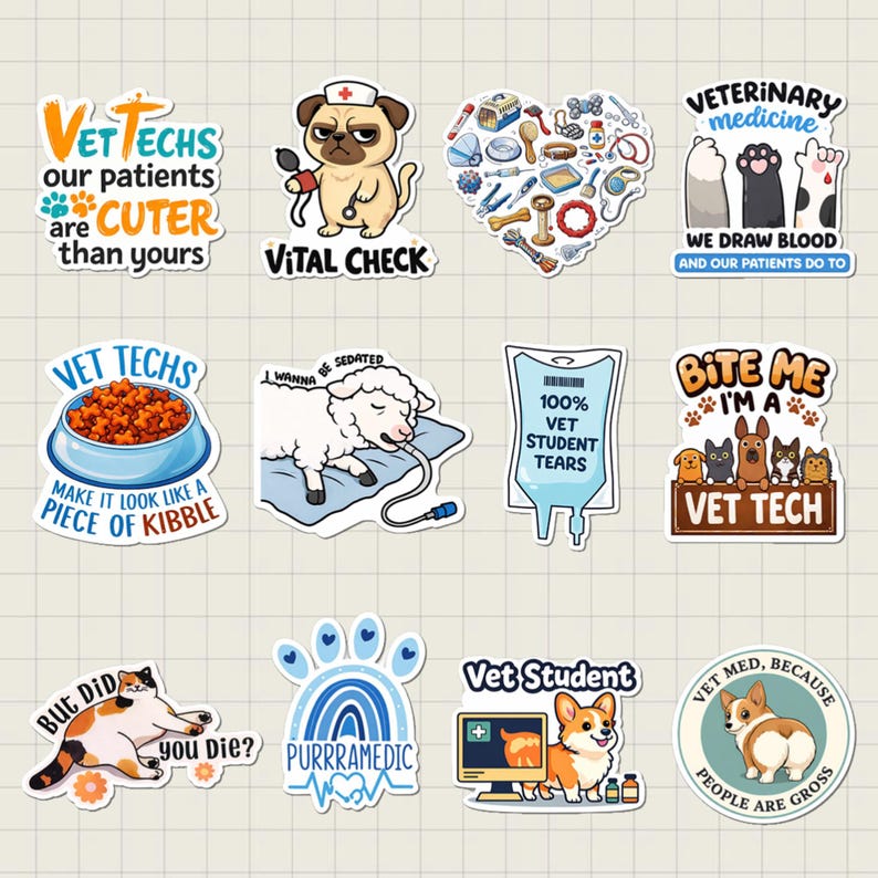Funny Vet Med Pack 12: Veterinary Tech Humor, Animal Lover Gift - Etsy