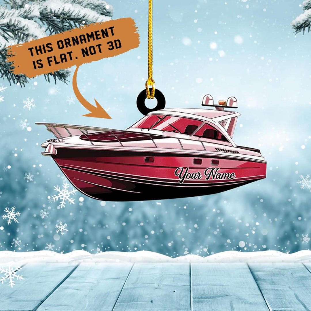 Personalized Pontoon Boat 2D Flat Ornament | Pontoon Christmas Tree ...