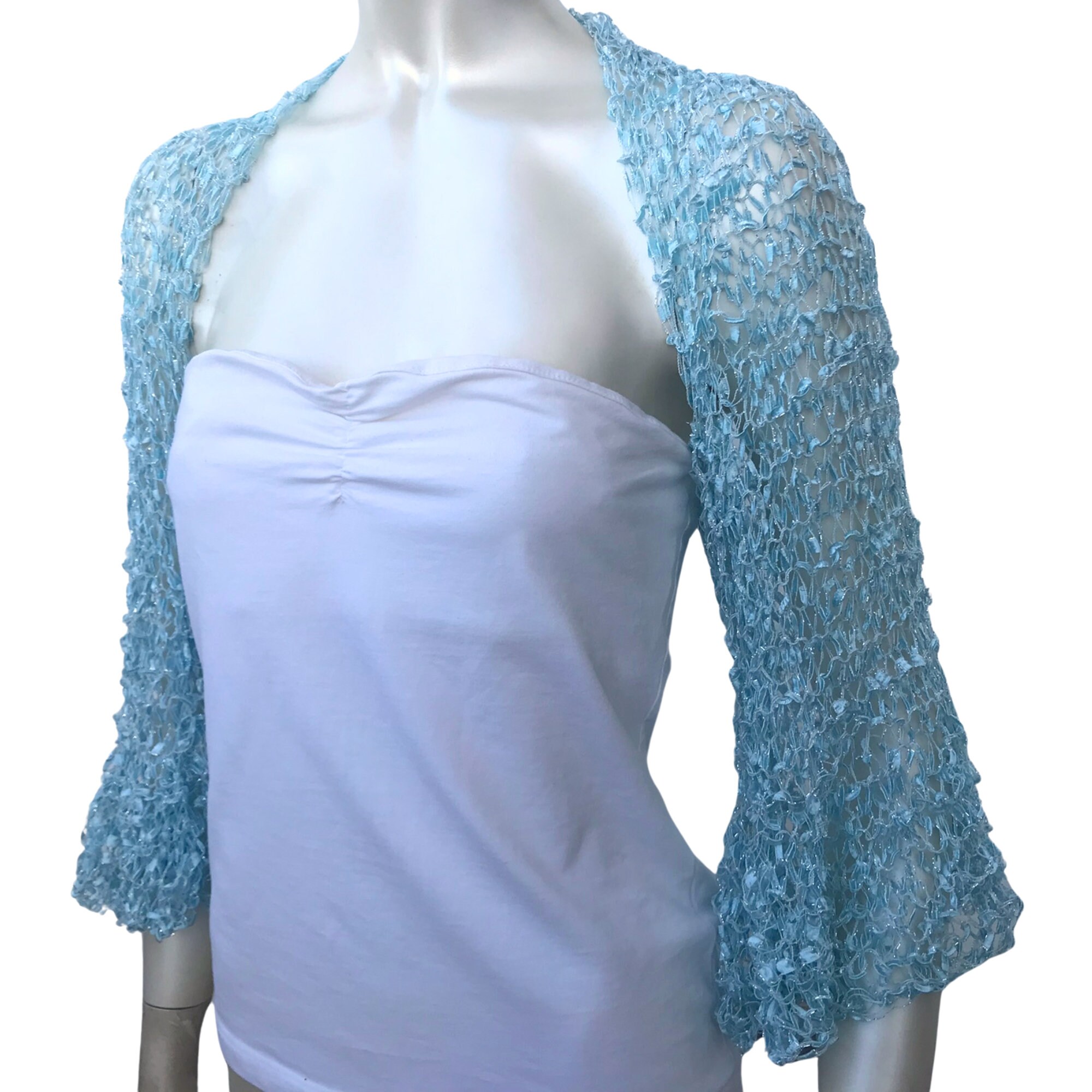 Crochet Bridal Bolero Shrug, Turquoise Aqua Silky Wedding Jacket - Etsy
