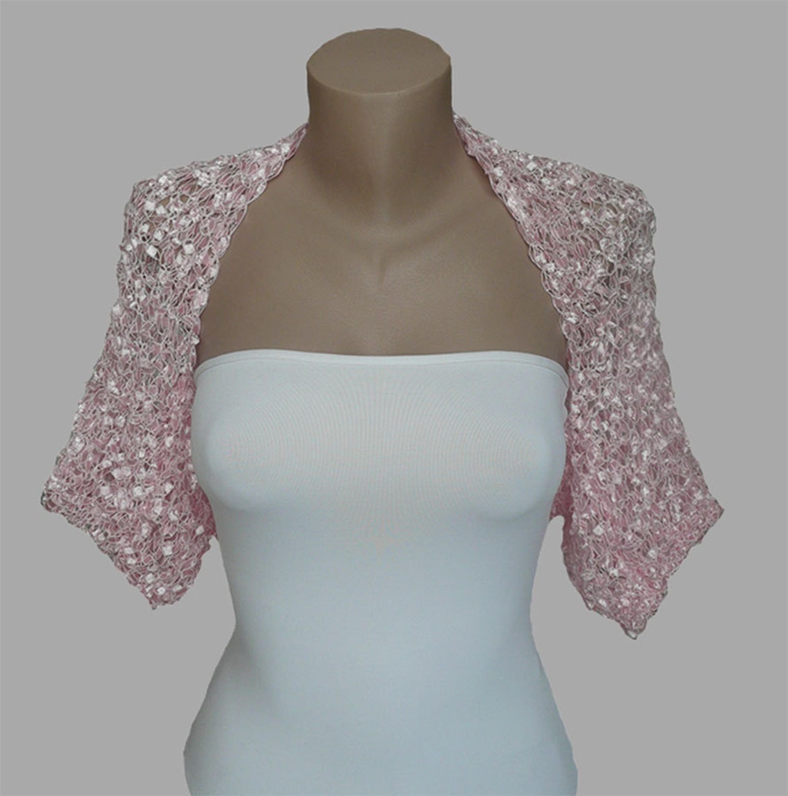 Pale Pink Summer Wedding Bolero Shrug, Crochet Bridesmaid Cropped ...