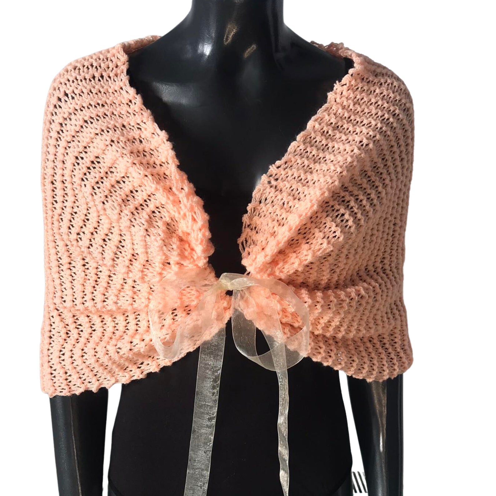 Peach Knitted Winter Wedding Stole, Bridal Warm Wrap, Bridesmaid ...