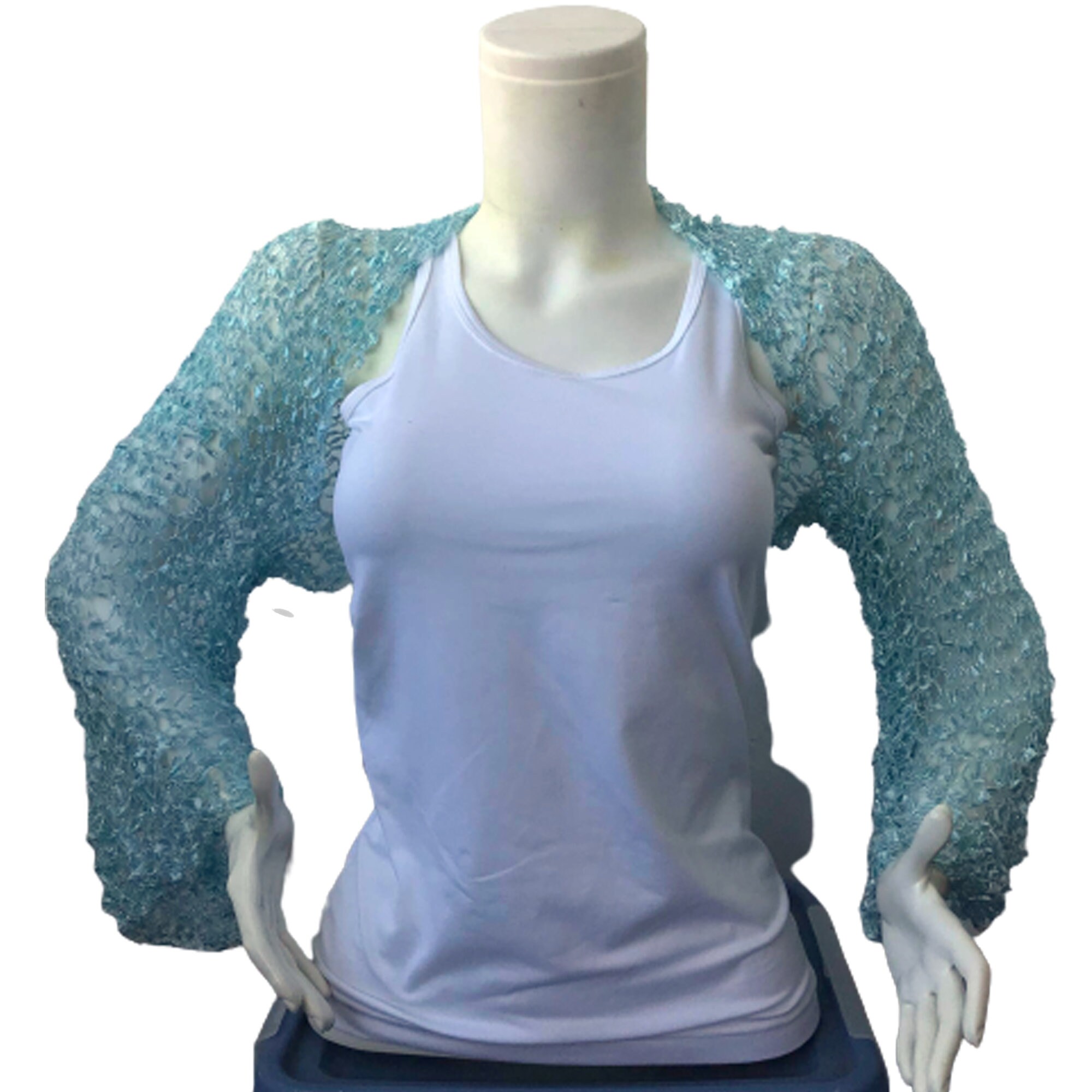 Turquoise Crochet Bridal Bolero, Ruffle Sleeves, Silky Shrug - Etsy