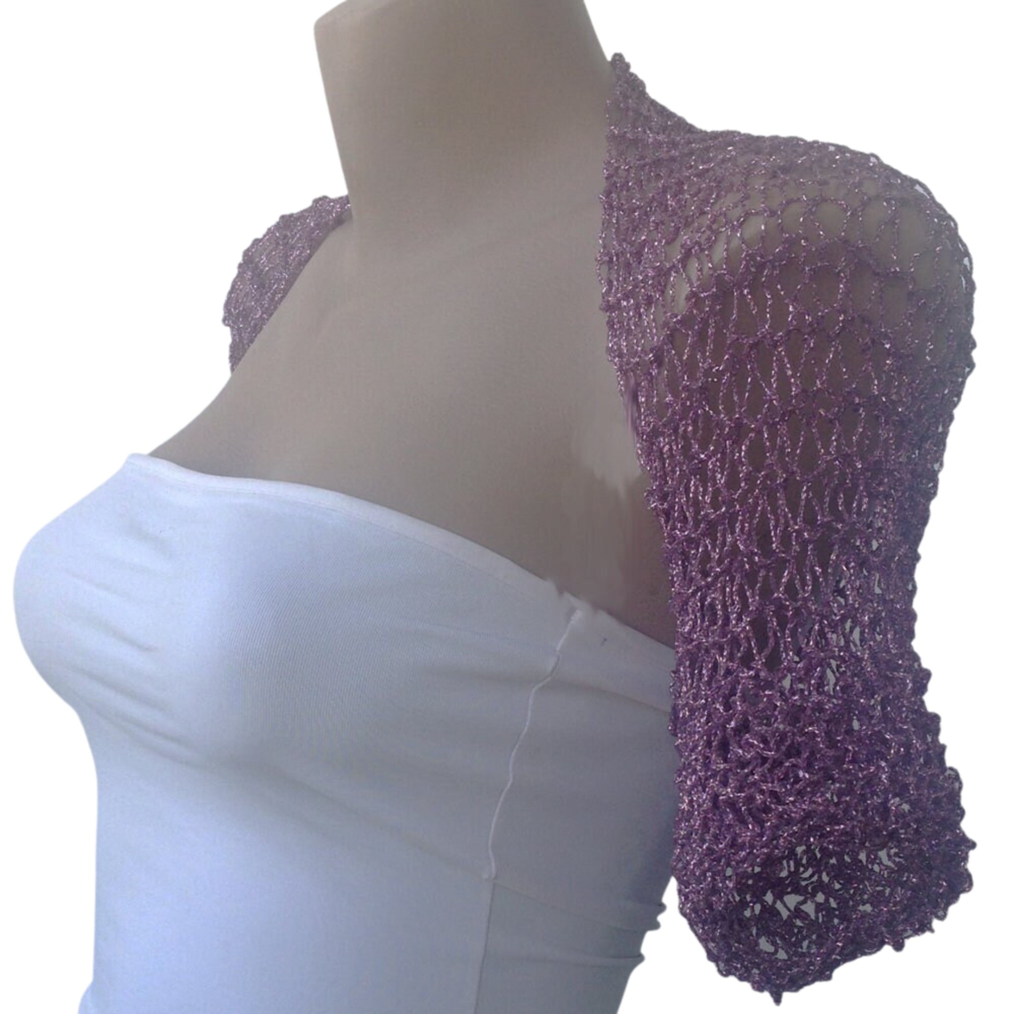 Lilac Metallic Wedding Bolero Shrug Crochet Purple Bridal - Etsy