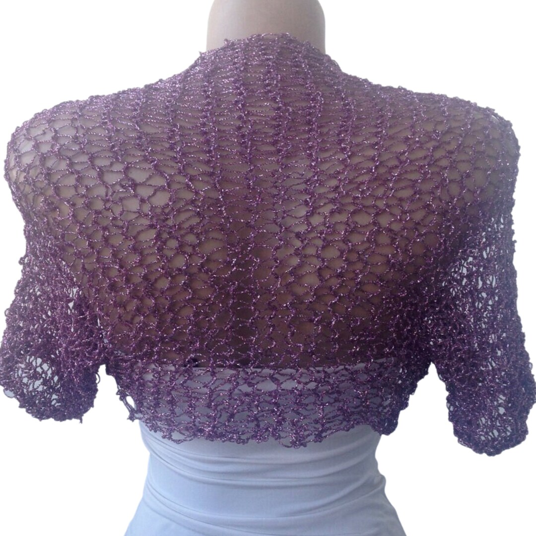 Lilac Metallic Wedding Bolero Shrug Crochet Purple Bridal - Etsy