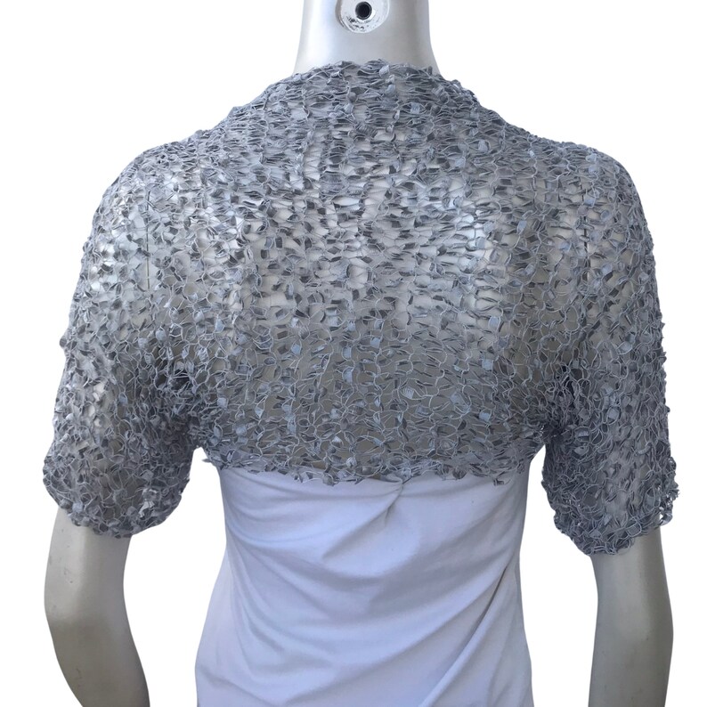 Gray Crochet Wedding Shrug, Grey Bridal Summer Bolero Jacket, Silky ...