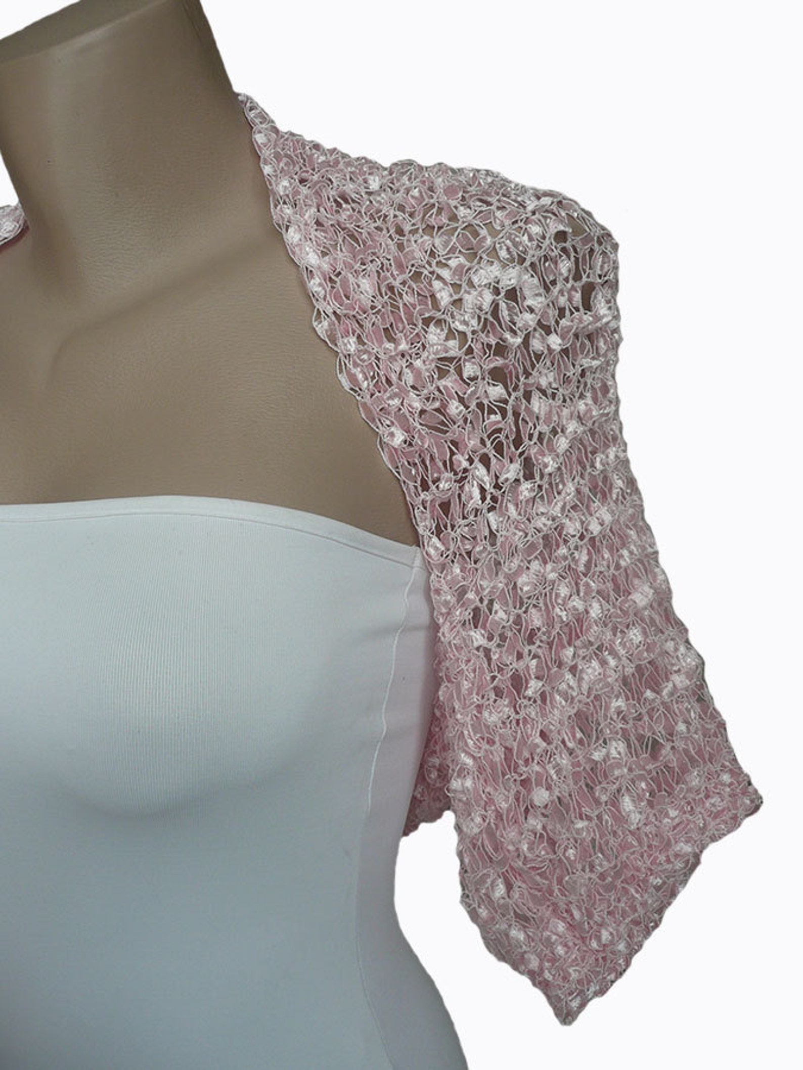 Pale Pink Summer Wedding Bolero Shrug, Crochet Bridesmaid Cropped ...