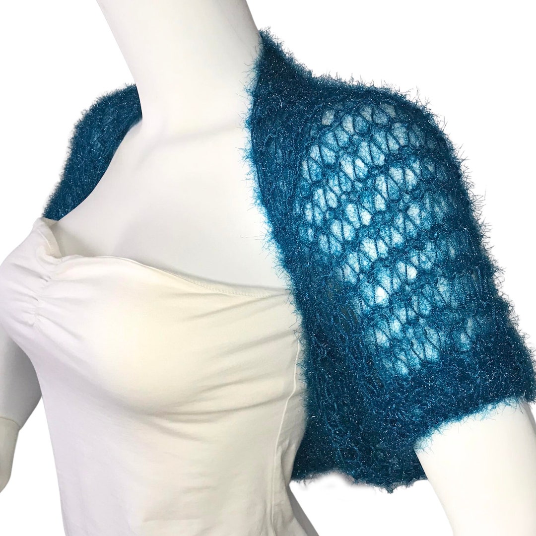 Dark Turquoise Blue Winter Cropped Jacket Knit Bolero Shrug - Etsy