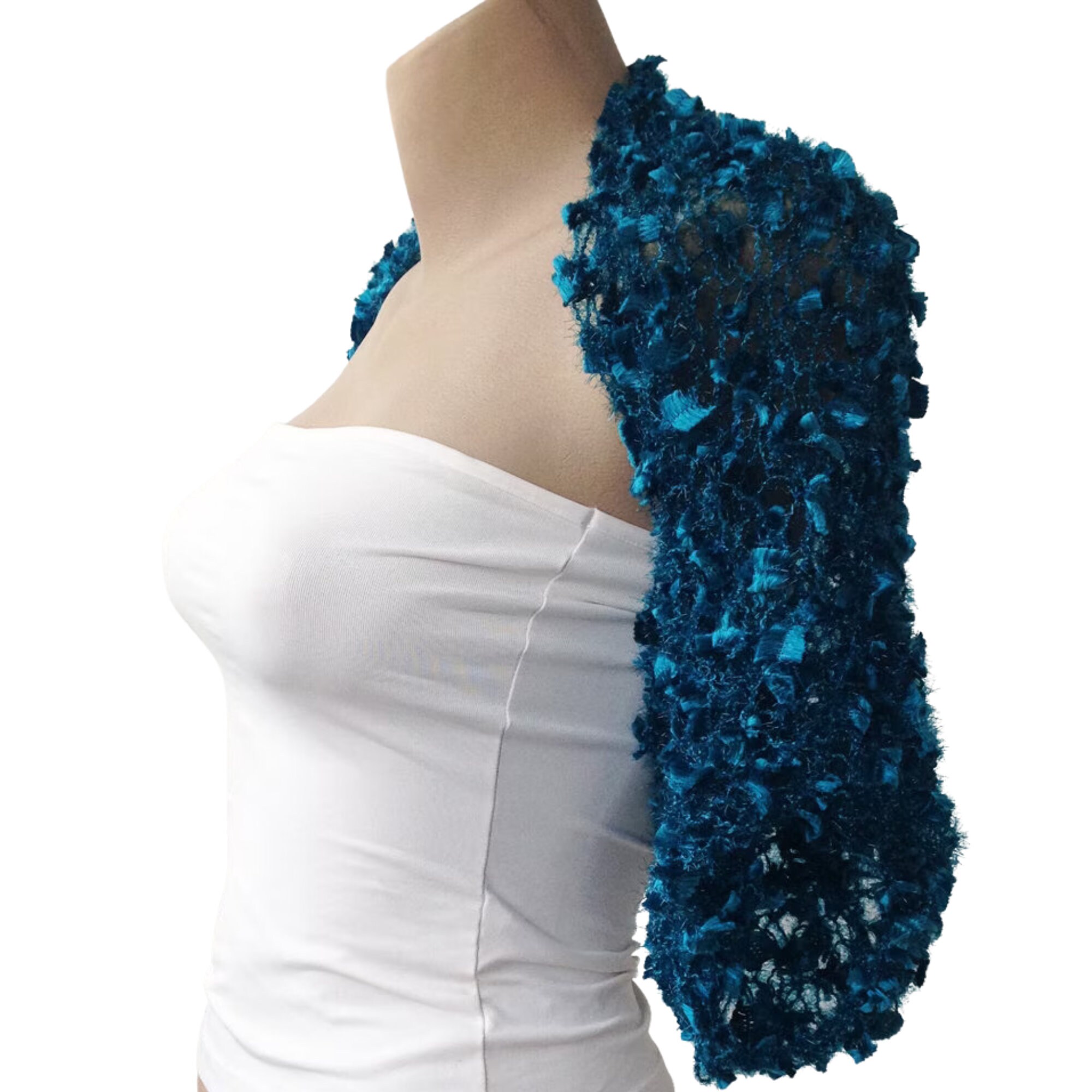 Turquoise Aqua Blue Crochet Bolero Shrug, Winter Spring Warm Wedding ...