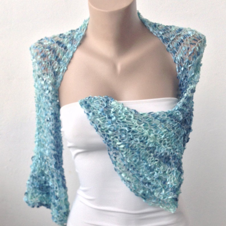 Aqua Blue Turquoise Bolero Shrug Blue Summer Beach Cropped | Etsy