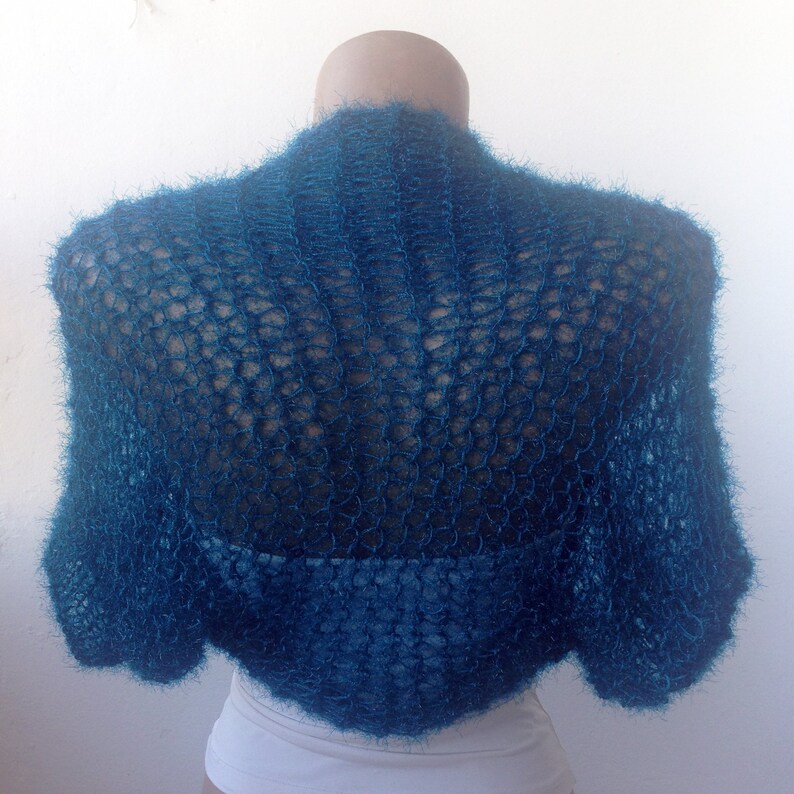 Dark Turquoise Blue Winter Cropped Jacket Knit Bolero Shrug - Etsy