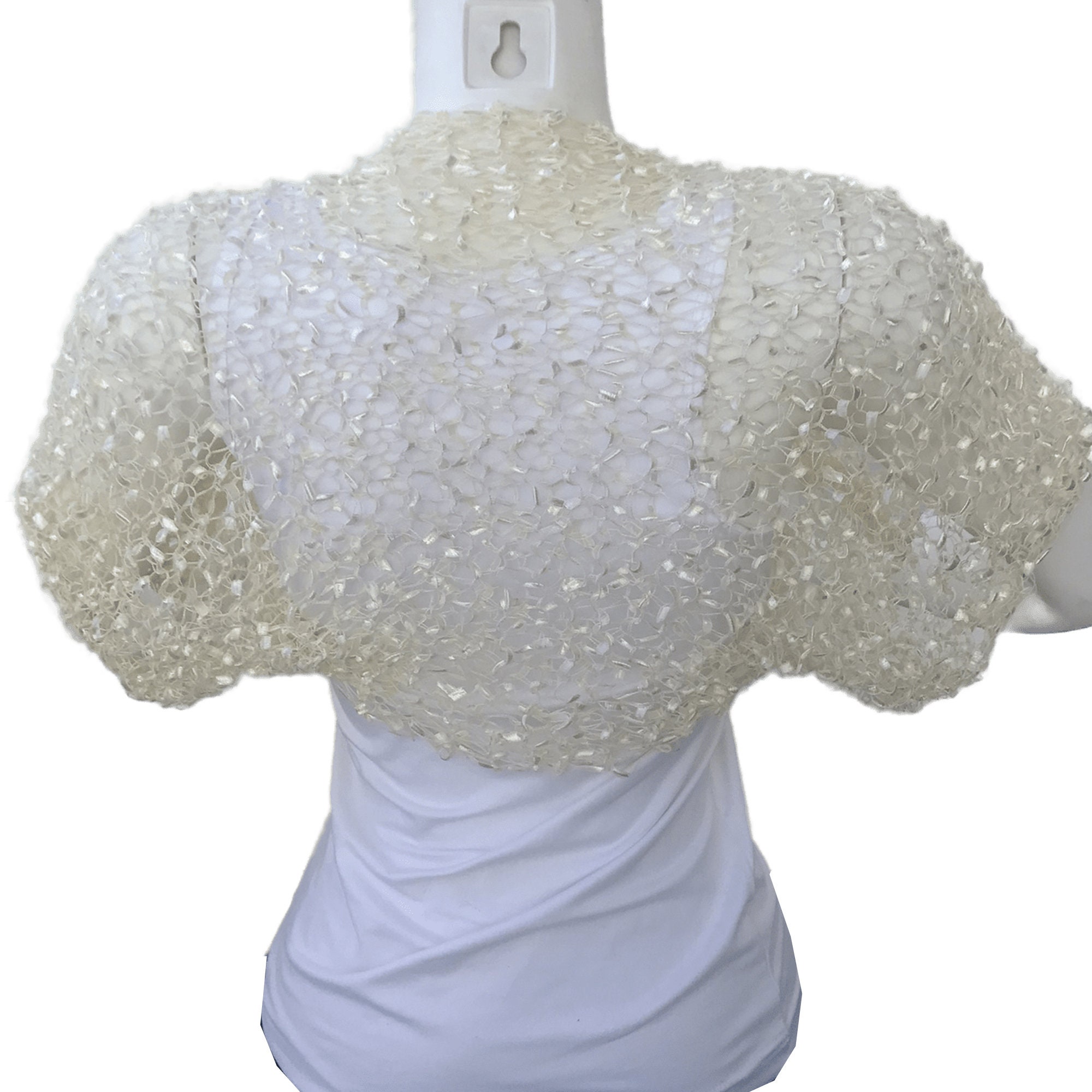 Crochet Ivory Bridal Bolero Shrug, Light Champagne Wedding Jacket With ...