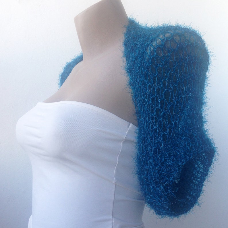 Dark Turquoise Blue Winter Cropped Jacket Knit Bolero Shrug - Etsy