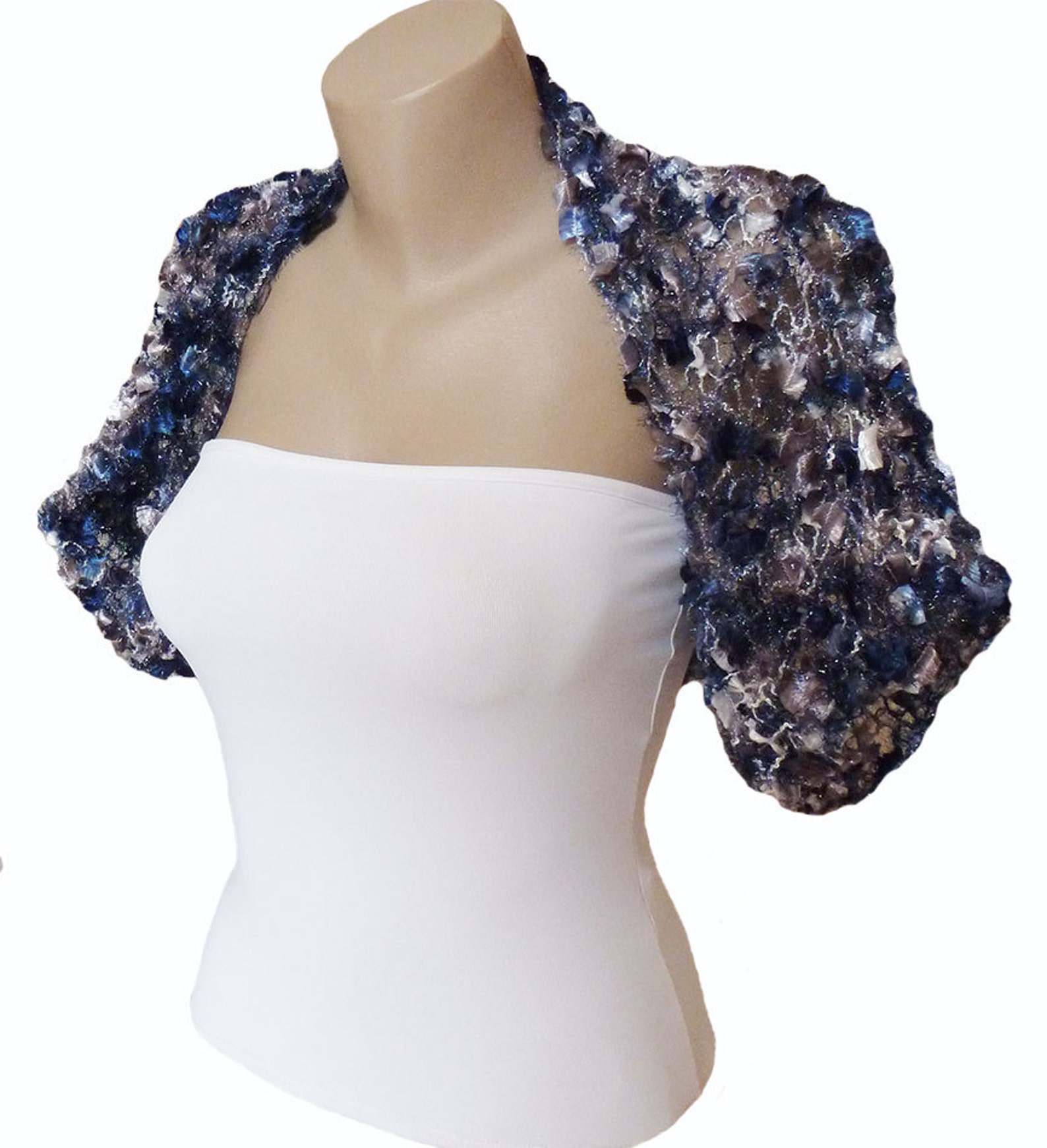Navy Blue Winter Bolero, Knit Warm Cropped Jacket, Bridesmaid Wedding ...