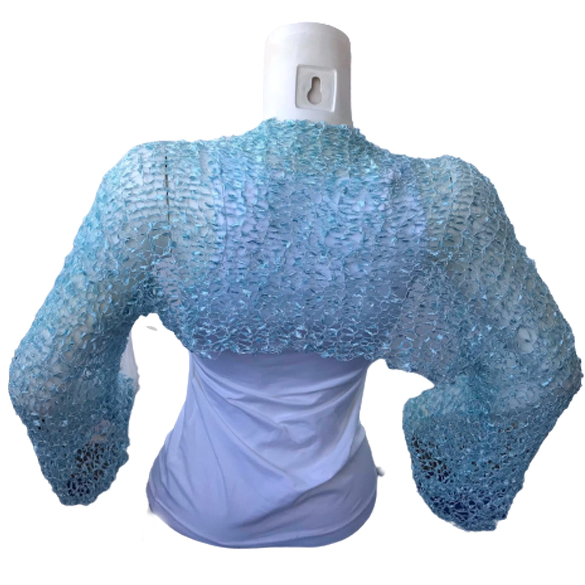 Turquoise Crochet Bridal Bolero, Ruffle Sleeves, Silky Shrug - Etsy