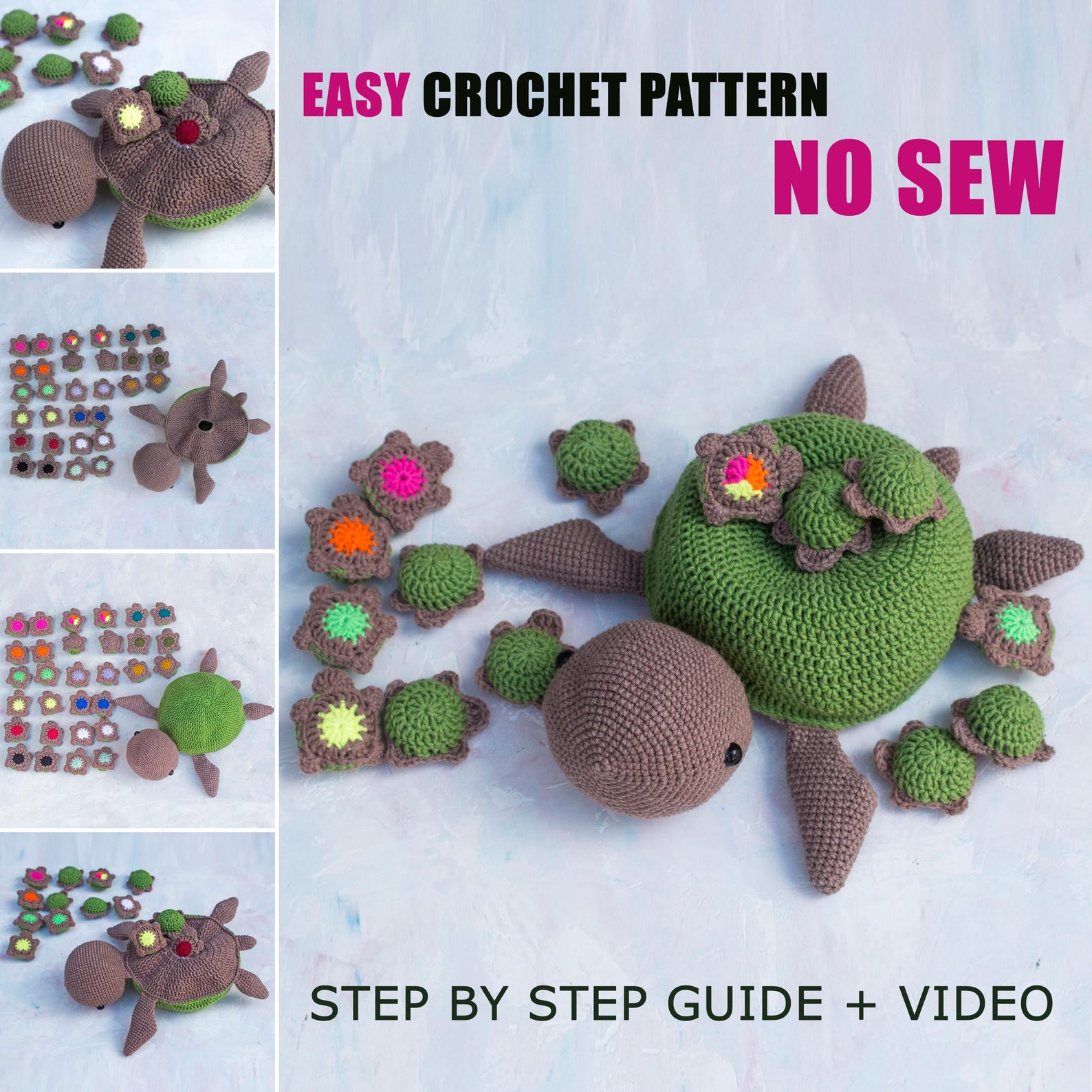 CROCHET PATTERN Memory Game "turtle". No SEW Easy Pattern. Sensory Toy ...